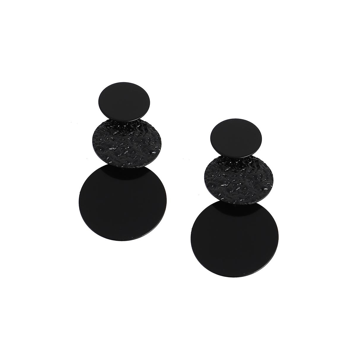 Click here for Sohi Circular-Dent Drop Earrings - Black prices