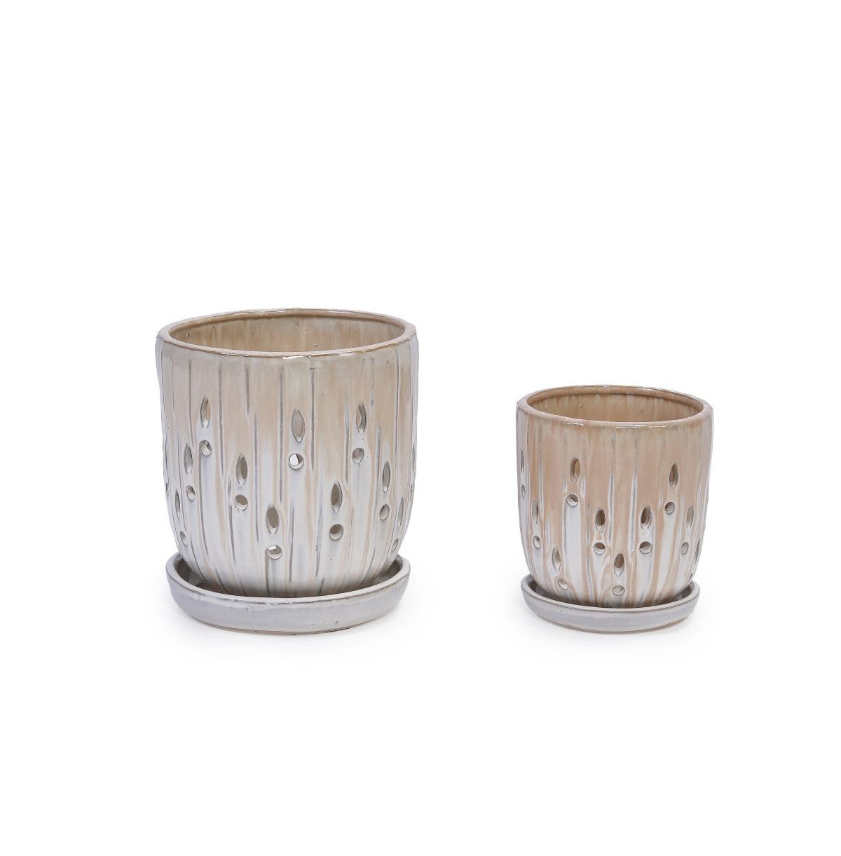 Click here for Chic Crate Modern Striped Ceramic Planter Set of 2... prices