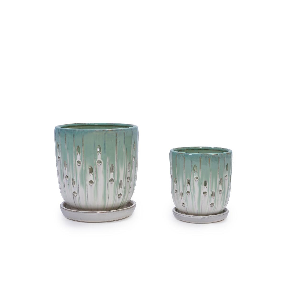 Click here for Chic Crate Modern Striped Ceramic Planter Set of 2... prices