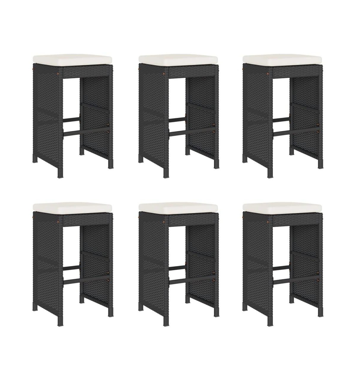 Click here for Garden Bar Stool Set of 6 Black  Cream Pe Rattan C... prices