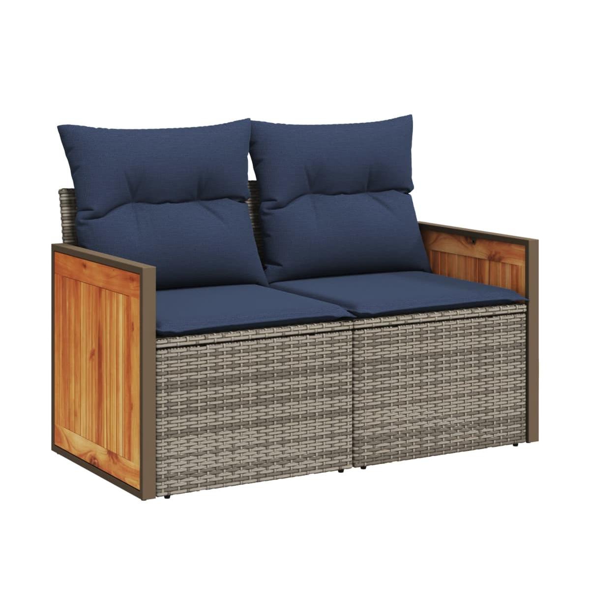 Click here for Patio Sofa with Cushions 2-Seater Gray Poly Rattan prices
