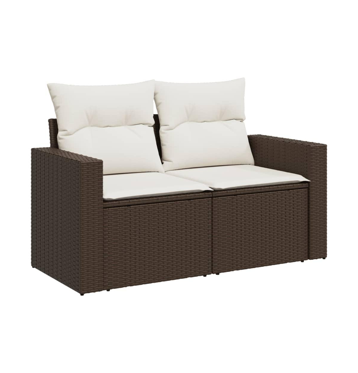 Click here for Garden Sofa Brown and cream white Pe rattan 2-seat... prices