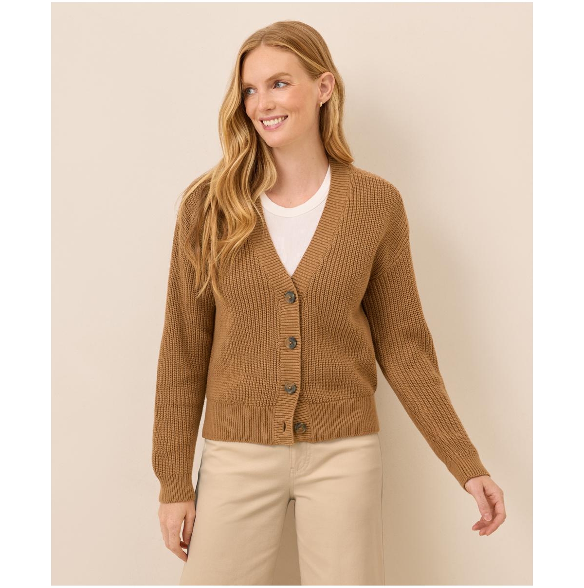 Click here for Pact Luxe Knit Cropped Cardigan - Brown sugar heat... prices