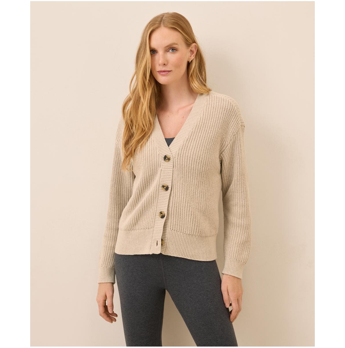 Click here for Pact Luxe Knit Cropped Cardigan - Flax heather prices