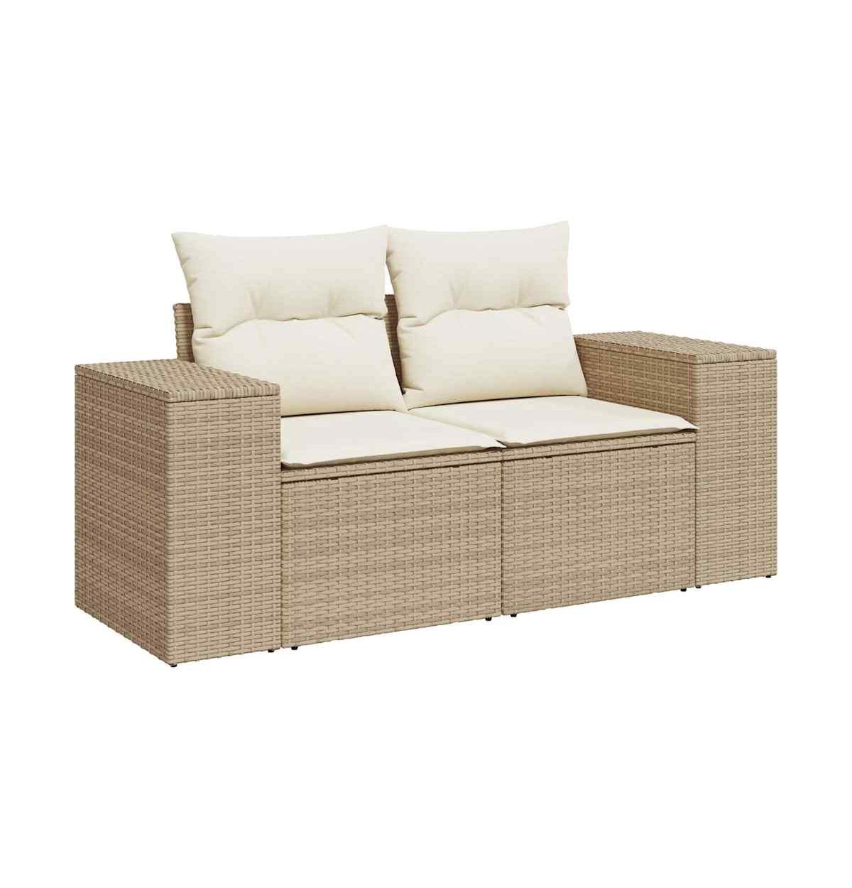 Click here for Garden Sofa Beige Poly Rattan 2-Seater Adjustable... prices
