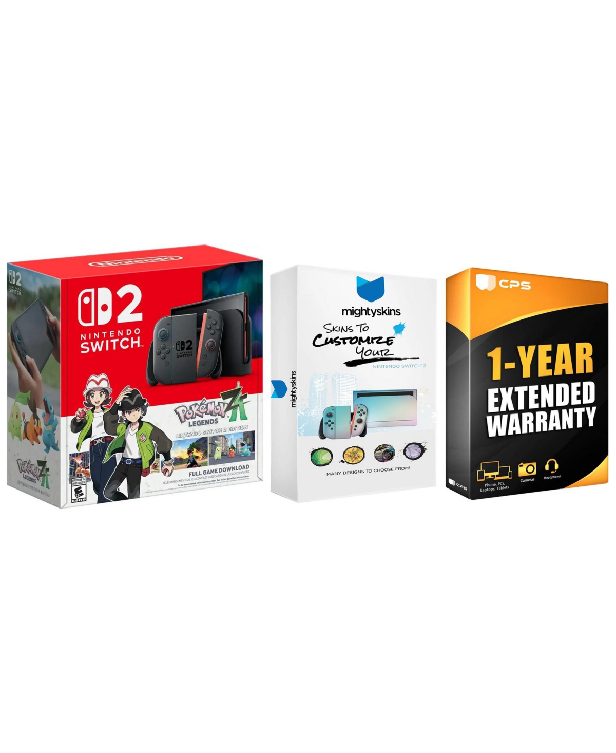 Nintendo Switch 2 Pokemon Legends: Z-a Bundle with MightySkins Customization Code and 1 Year Extended Warranty - Black
