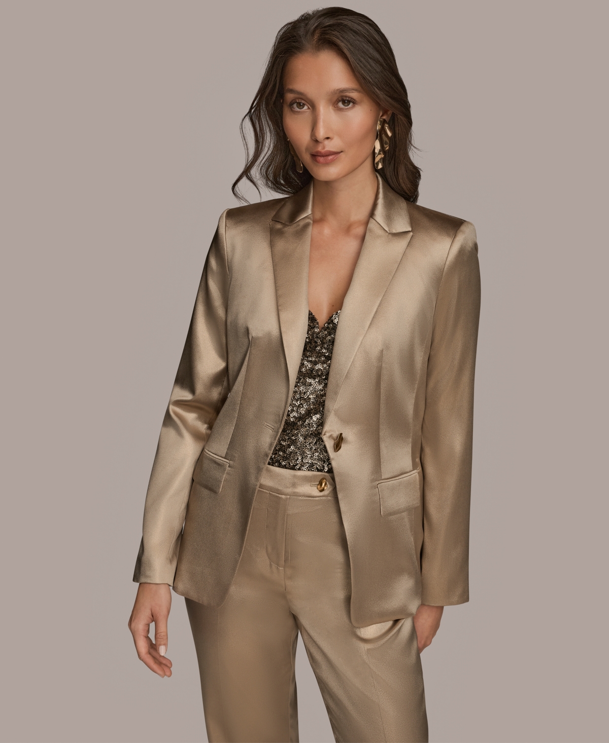 Click here for Donna Karan New York Womens Novelty One-Button Bla... prices