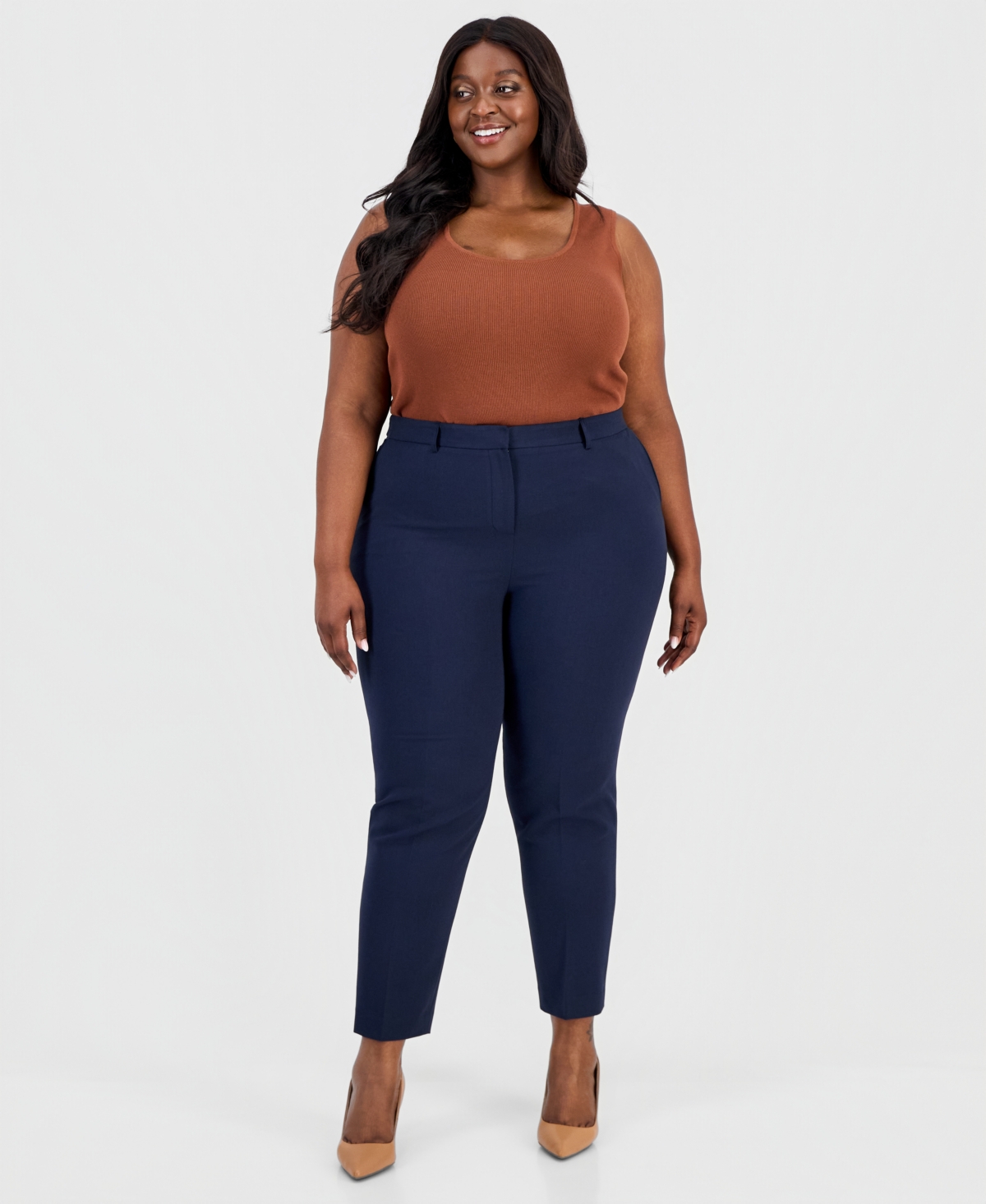 Click here for Tahari Asl Plus Size Shannon Mid-Rise Ankle Pants... prices