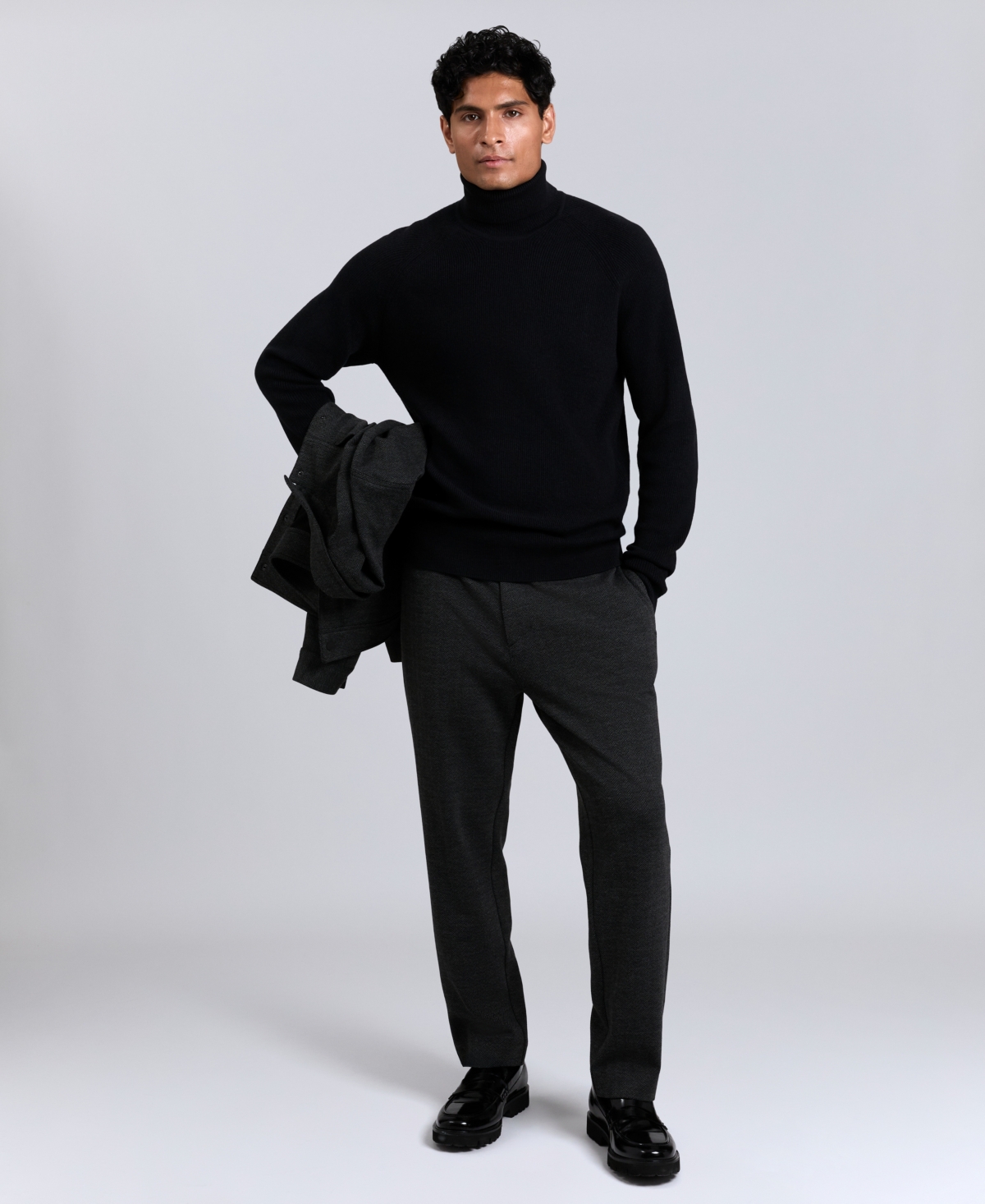 Click here for Kenneth Cole Mens Fold Over Turtleneck Sweater - B... prices