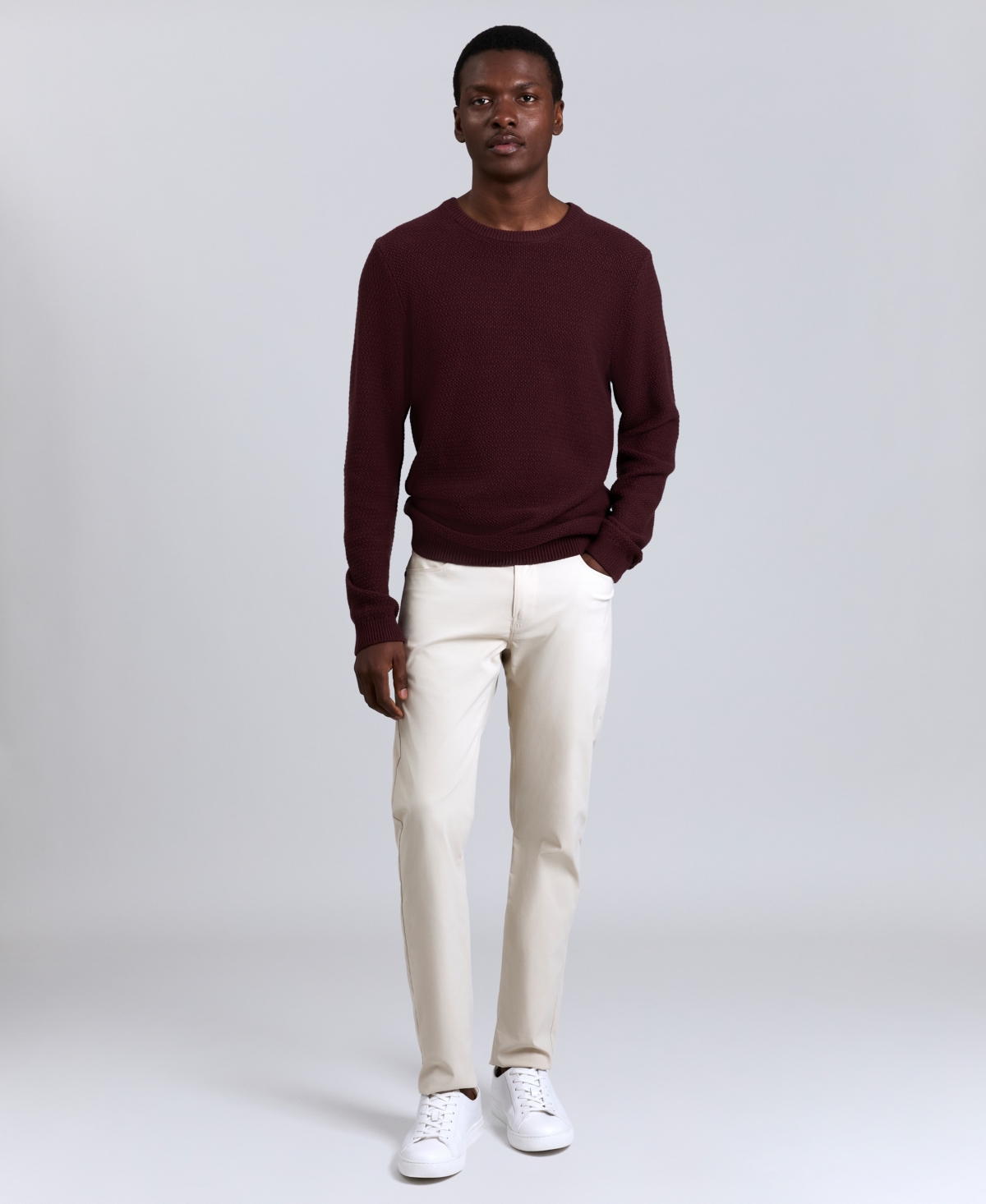 Click here for Kenneth Cole Mens Popcorn Crewneck Sweater - Burgu... prices