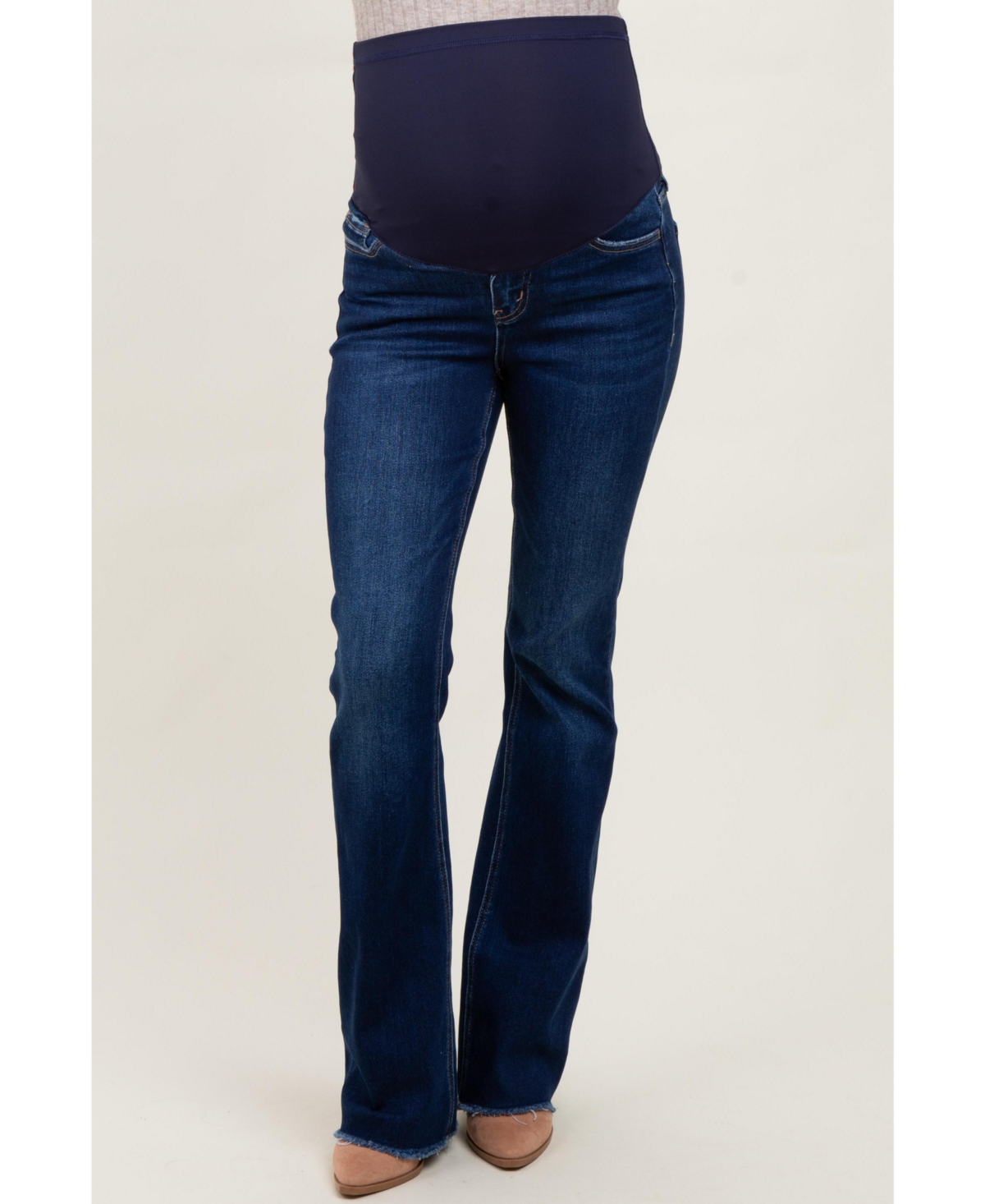Click here for Pinkblush Maternity Navy Raw Hem Bootcut Jeans - N... prices