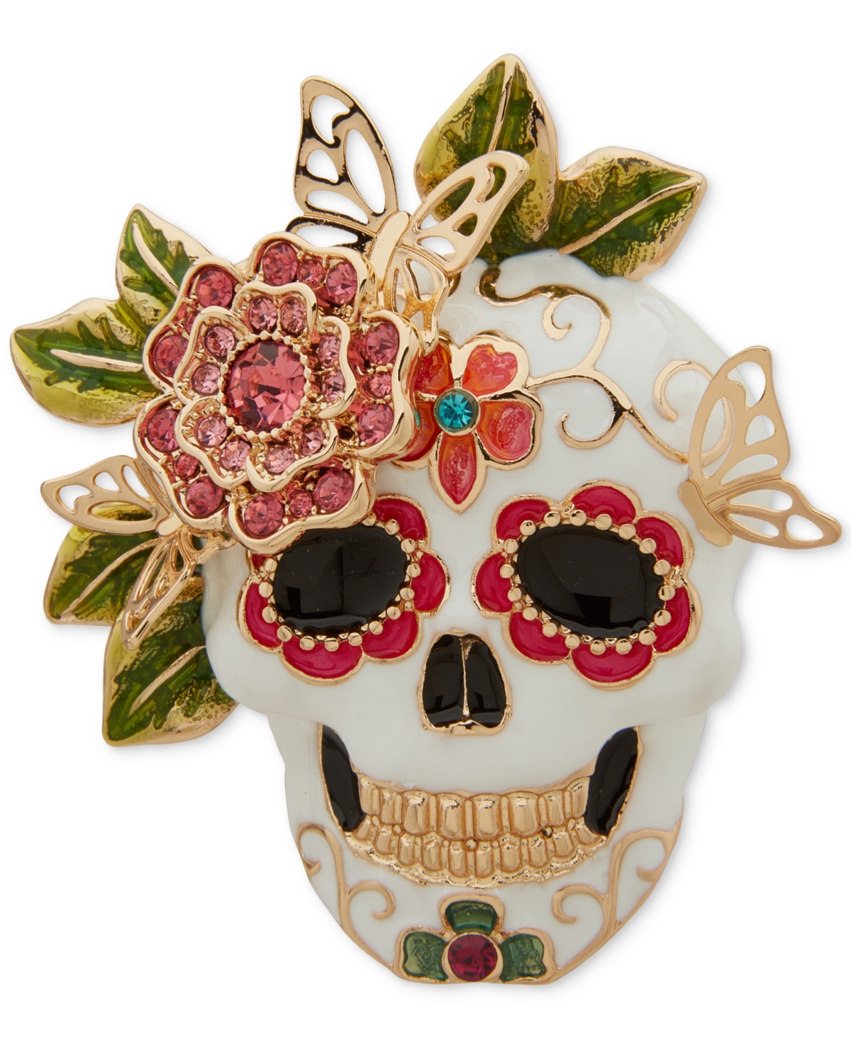 Click here for Anne Klein Glass Stones Day of The Dead Skull Pin... prices