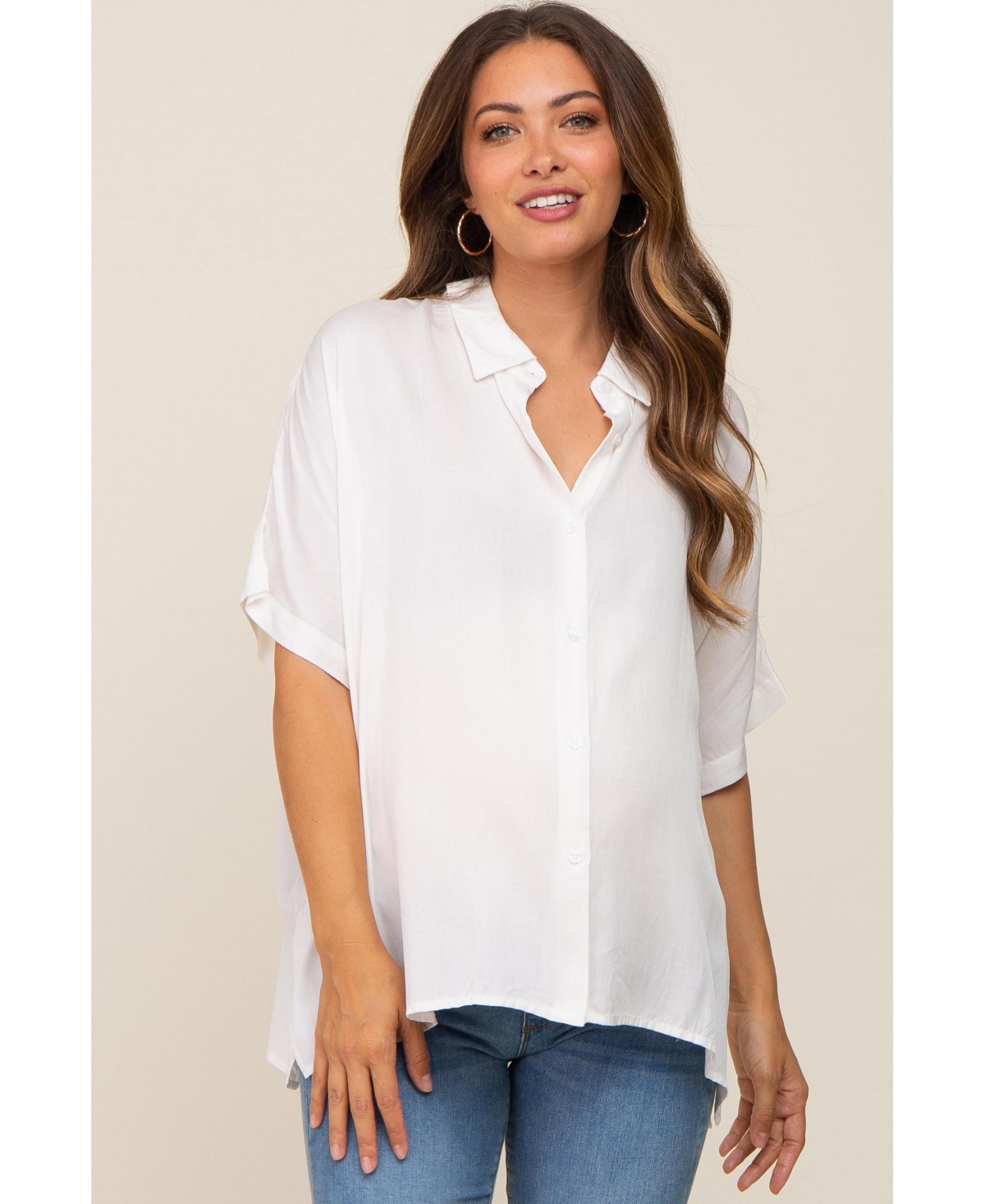 Click here for Pinkblush Maternity White Button Up Dolman Short S... prices