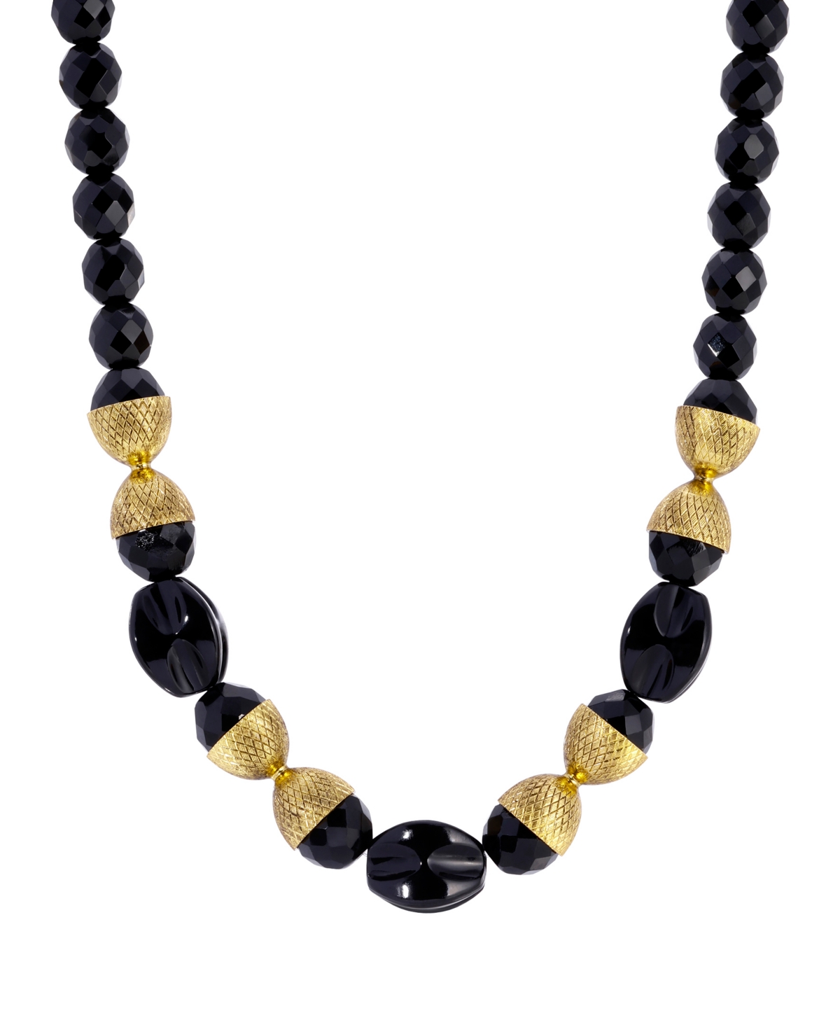 Click here for 2028 Gold-tone Jet Bead Necklace - Black prices