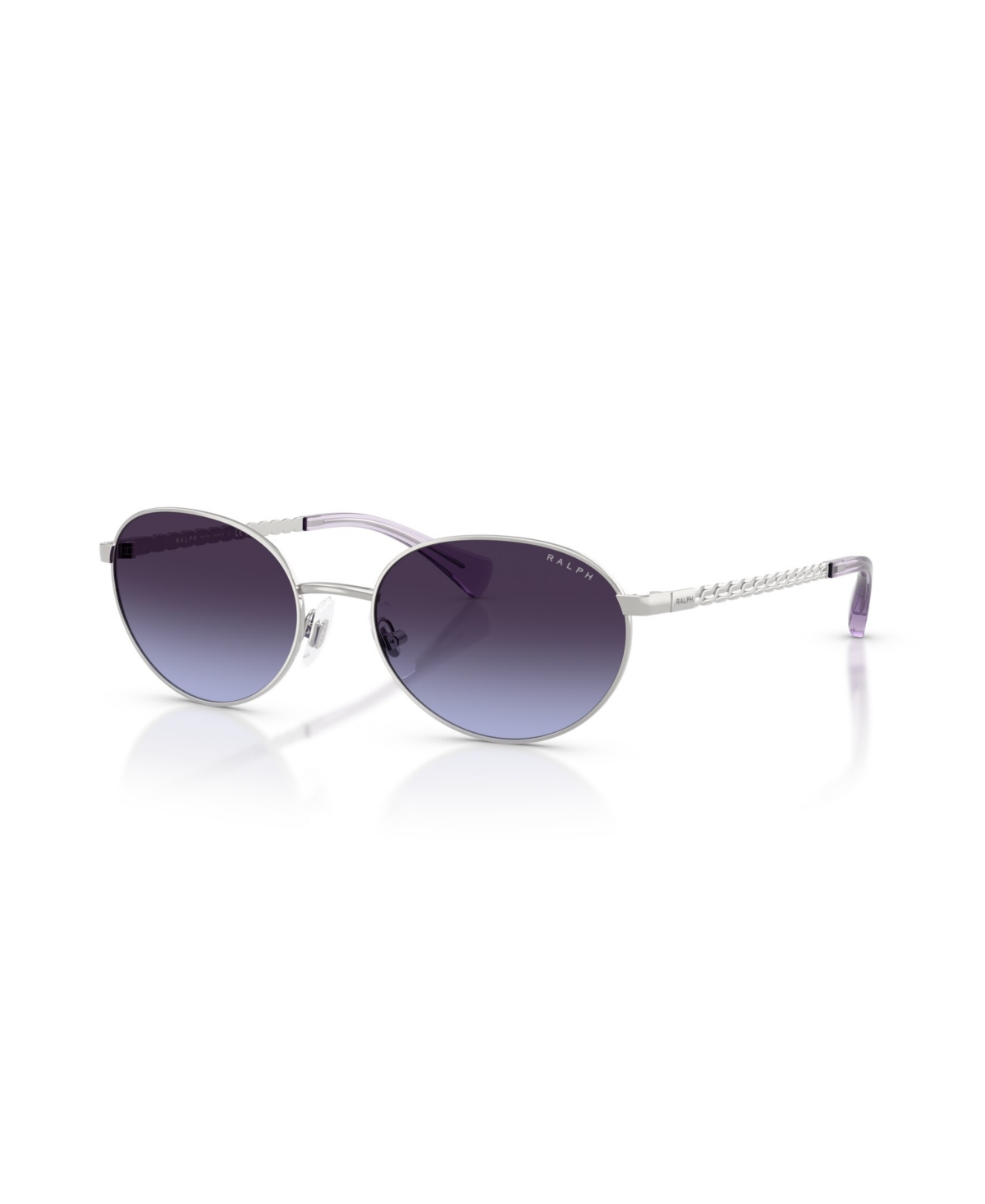 Ralph by Ralph Lauren Womens Oval Sunglasses  RA4148 - Shiny Silv