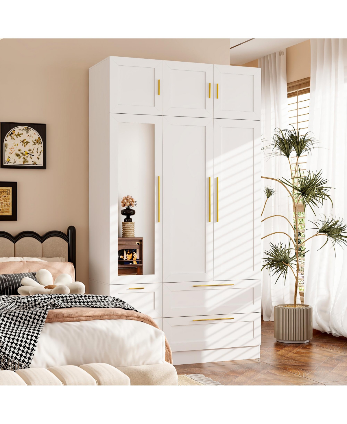 Click here for Luxurious white linen 6-door 4-drawer wardrobe wit... prices