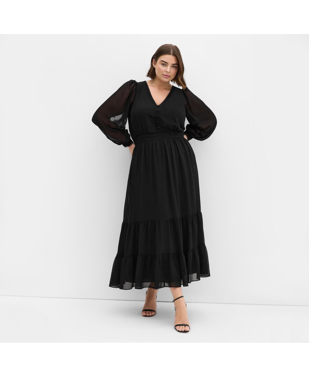 Click here for City Chic Womens Kianna Long Sleeve Maxi Dress - B... prices