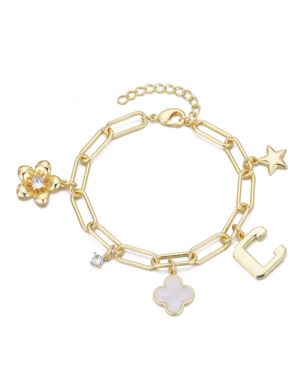 Click here for Adornia Gold Initial Chunky Charm Bracelet - Gold-... prices