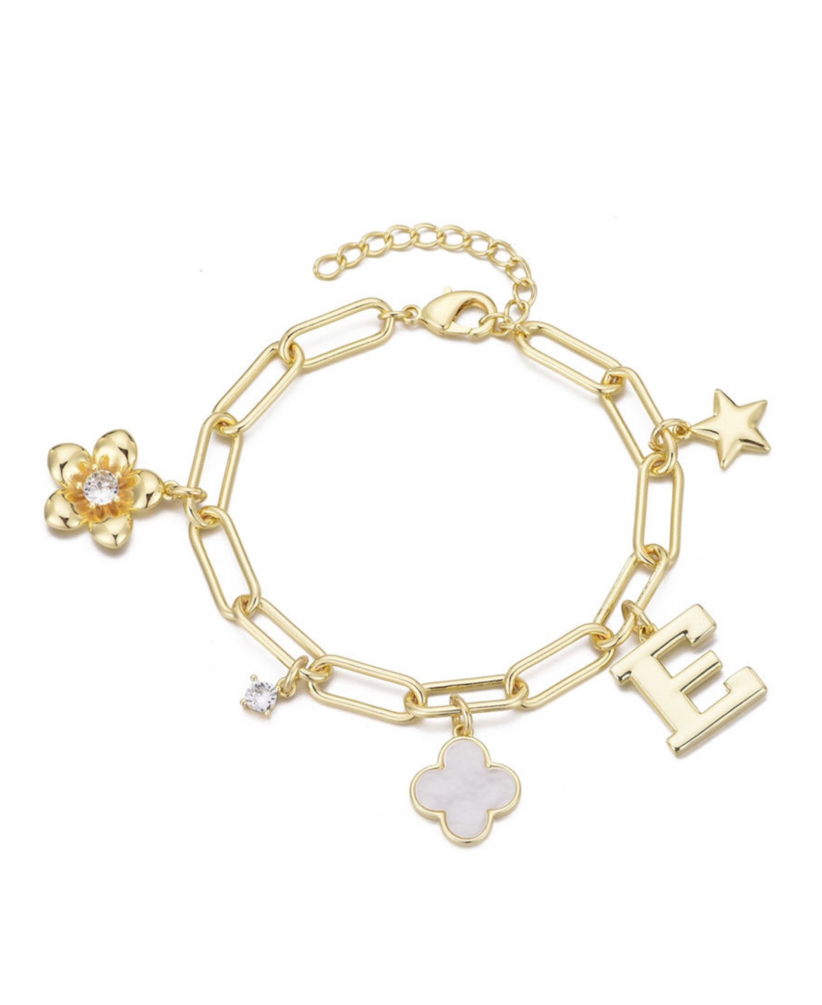 Click here for Adornia Gold Initial Chunky Charm Bracelet - Gold-... prices