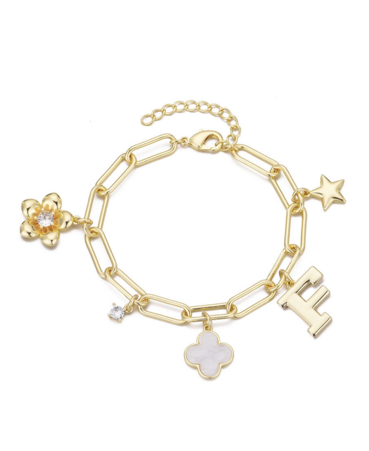 Click here for Adornia Gold Initial Chunky Charm Bracelet - Gold-... prices