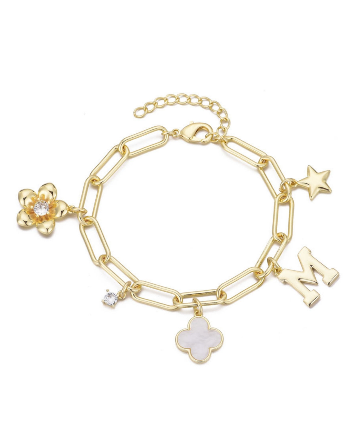 Click here for Adornia Gold Initial Chunky Charm Bracelet - Gold-... prices