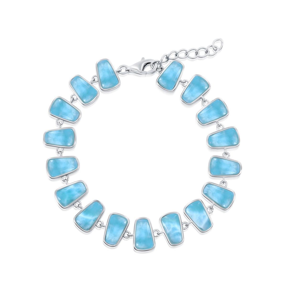 Click here for Sterling Silver  Triangle Design Larimar Link Brac... prices