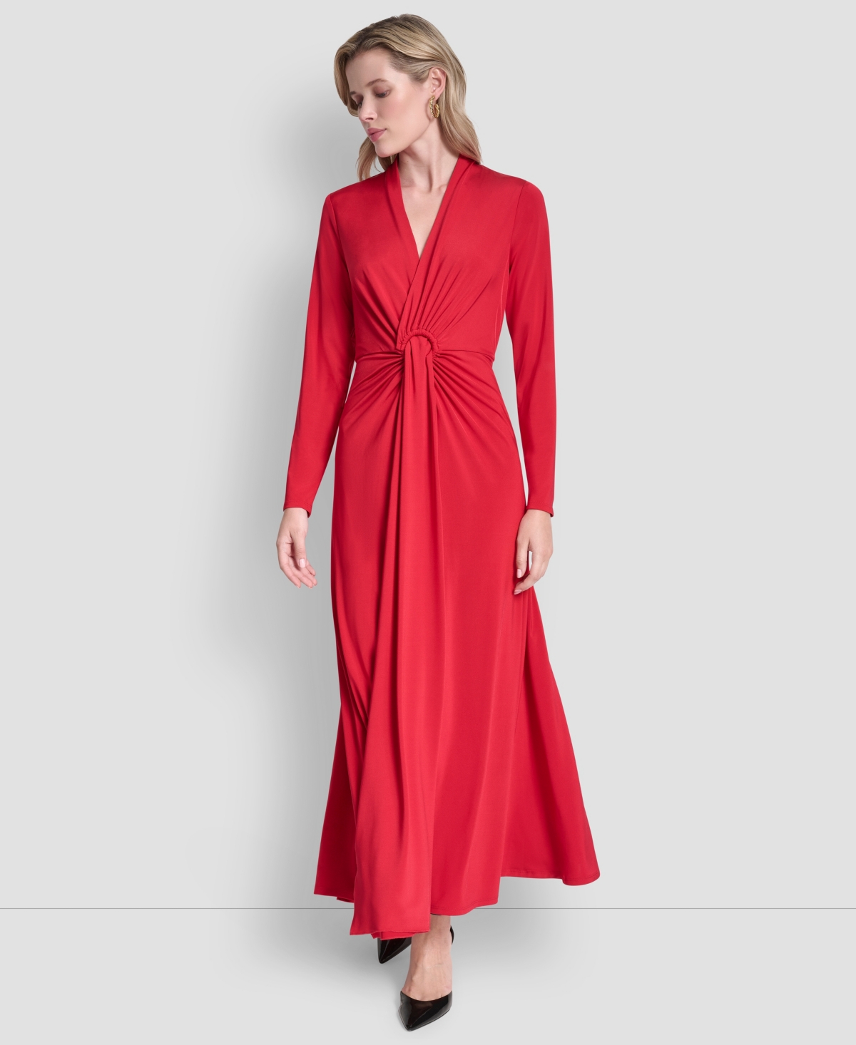 Click here for Dkny Womens Long Sleeve V-Neck O-Ring Dress - City... prices