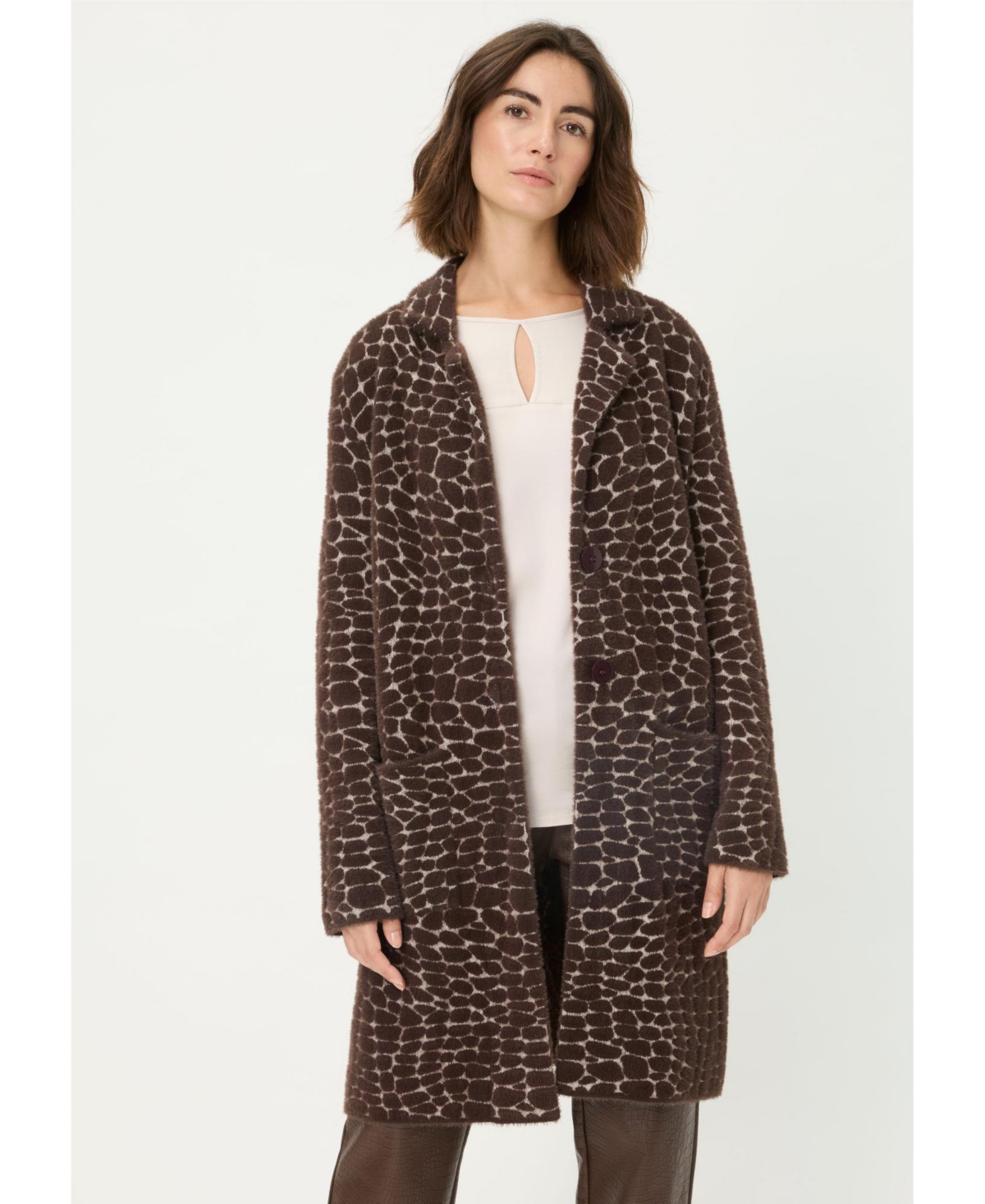 Click here for Olsen Womens Longline Modern Animal Feather Coatig... prices