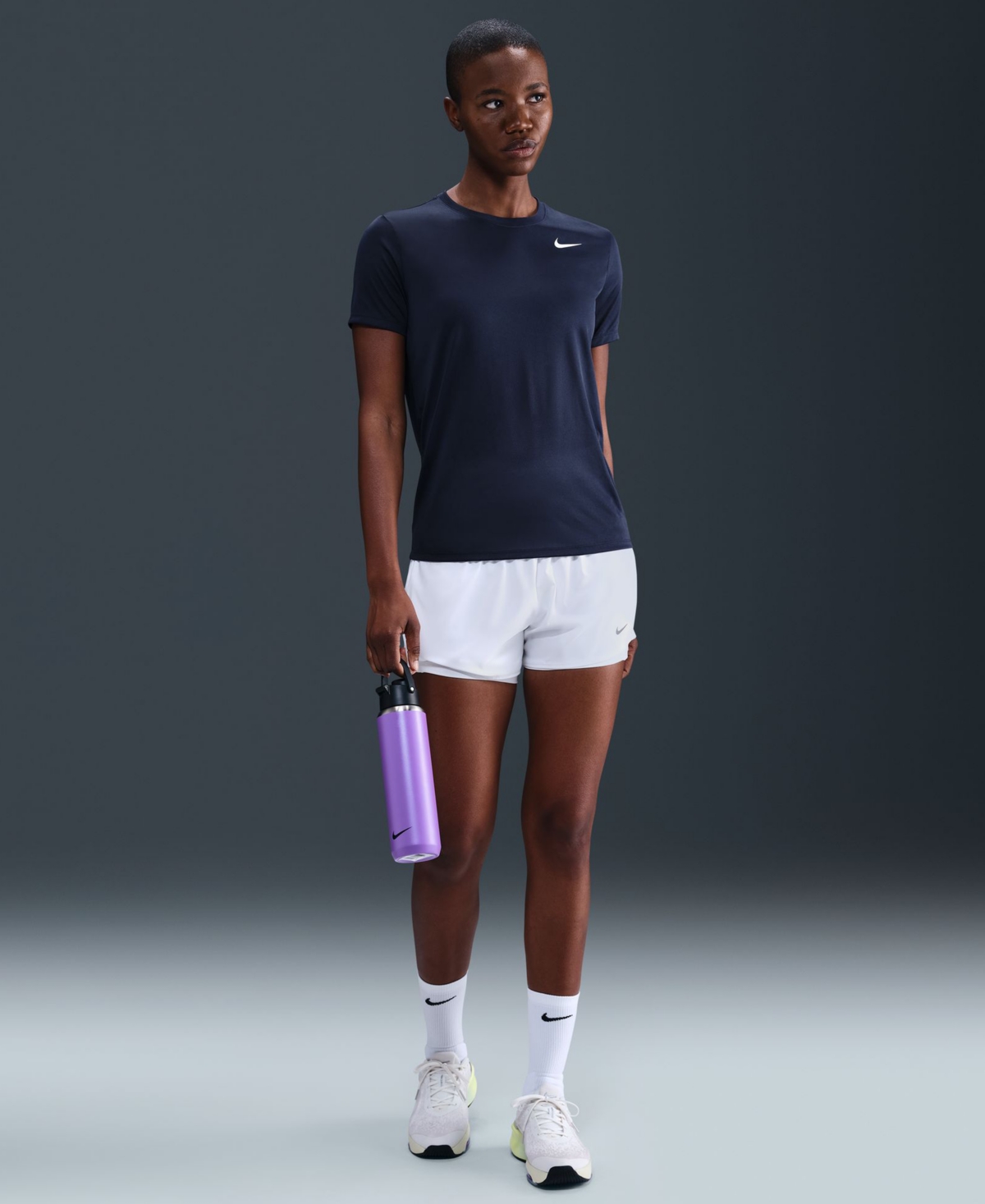 Click here for Nike Womens Dri-fit T-Shirt - Midnight Navy/white prices