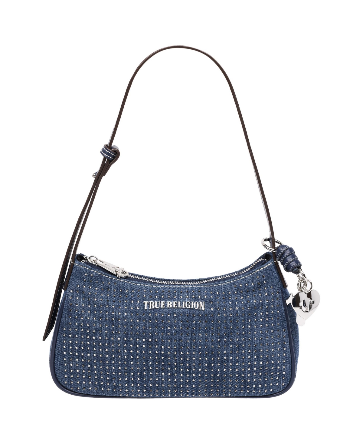Click here for Sparkle Denim Zip Top Bag - Dark denim prices