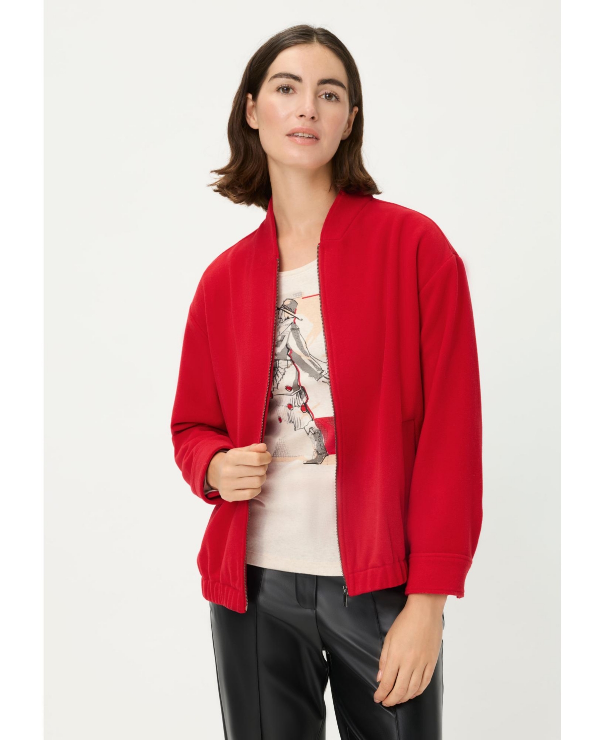 Click here for Olsen Wool Blend Bomber Jacket - True red prices