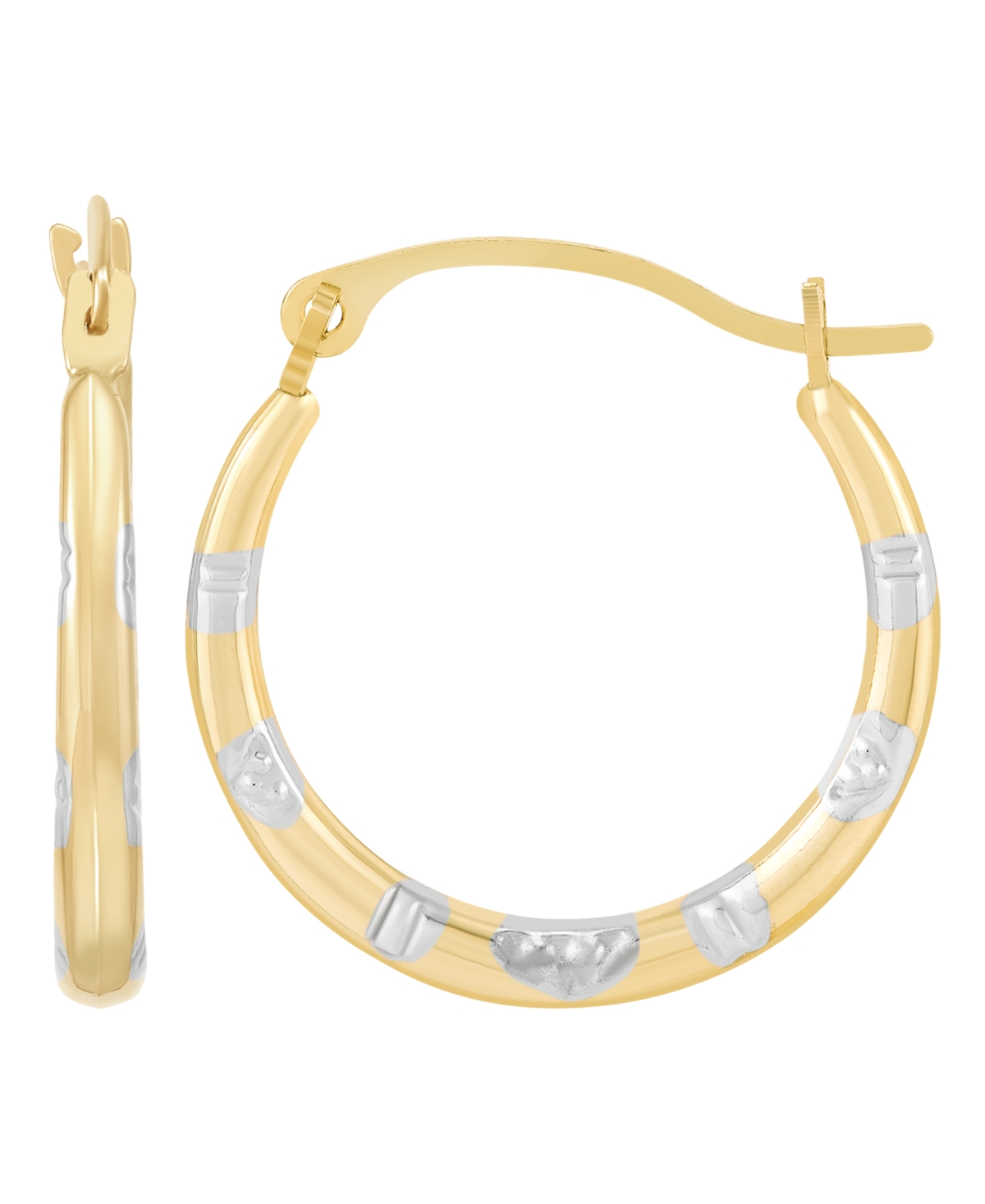 Click here for Macys Polished Pattern Hoop Earrings in 14K Yellow... prices