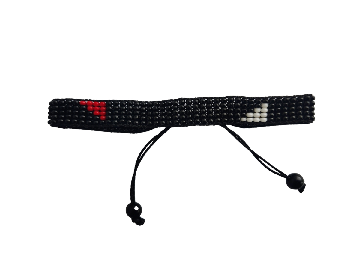 Click here for Silent Strength Beaded Bracelet â Black with Red... prices