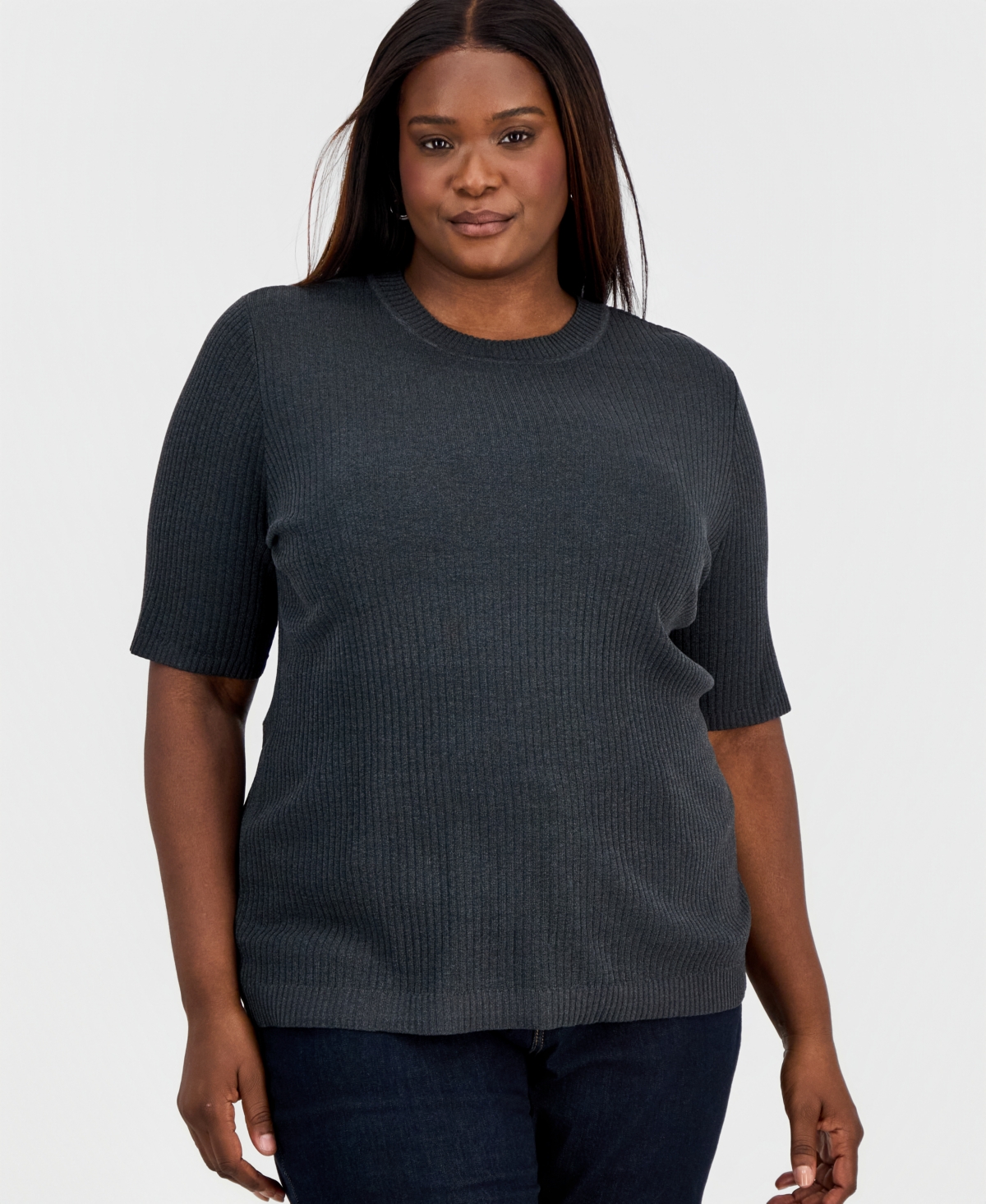 Click here for Jones New York Plus Size Sutton Crewneck T-Shirt -... prices