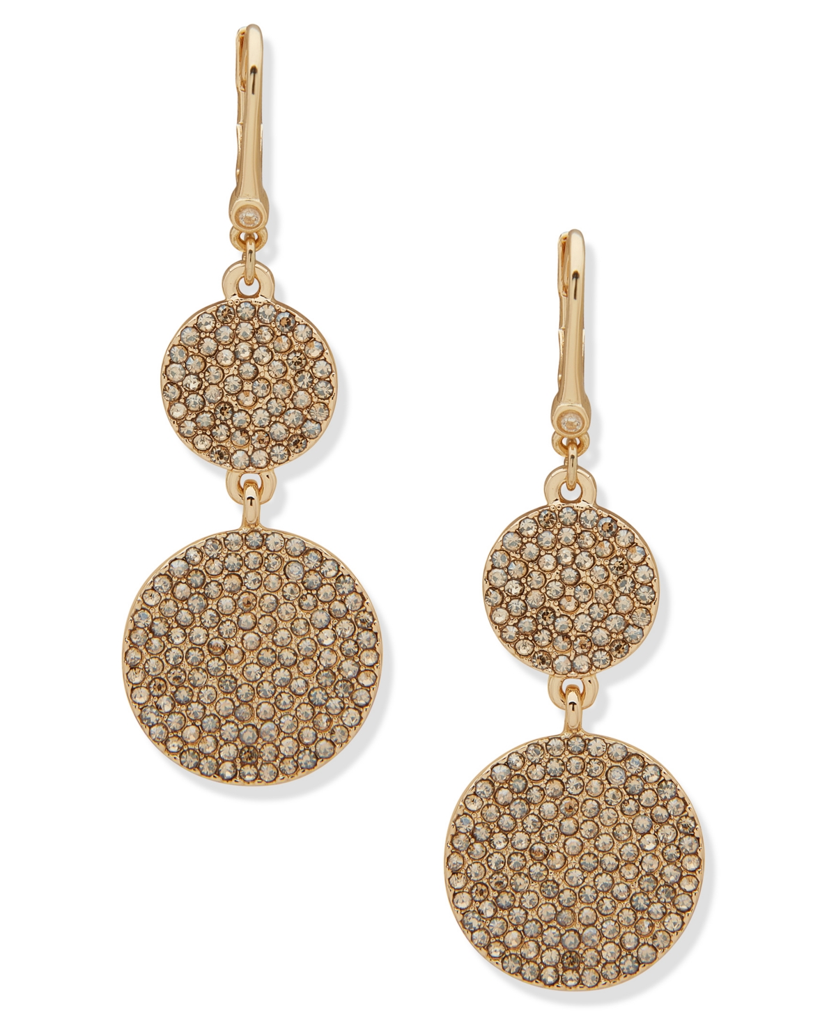 Click here for Dkny Glass Gold-Tone Dynamic Pave Disc Double Drop... prices