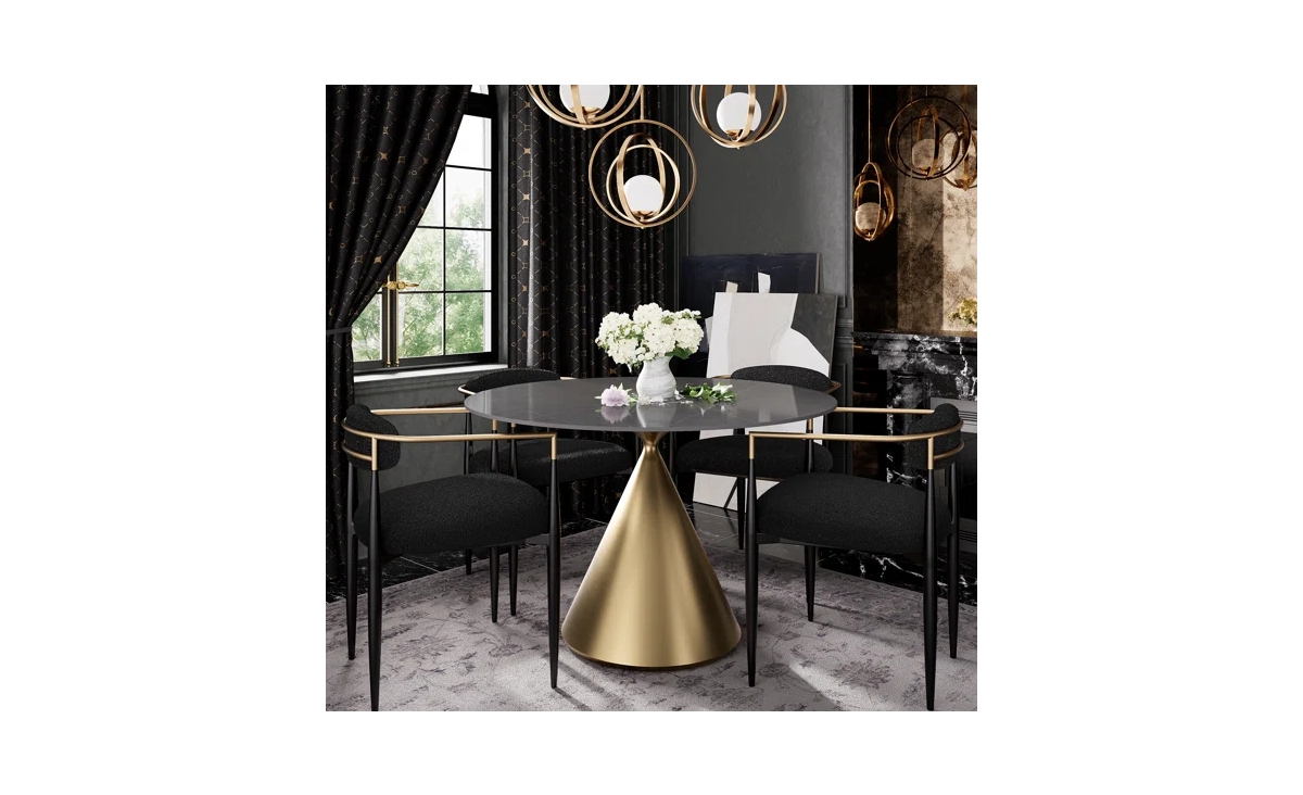 Click here for Morden Fort 47" Round Faux Marble Dining Set... prices