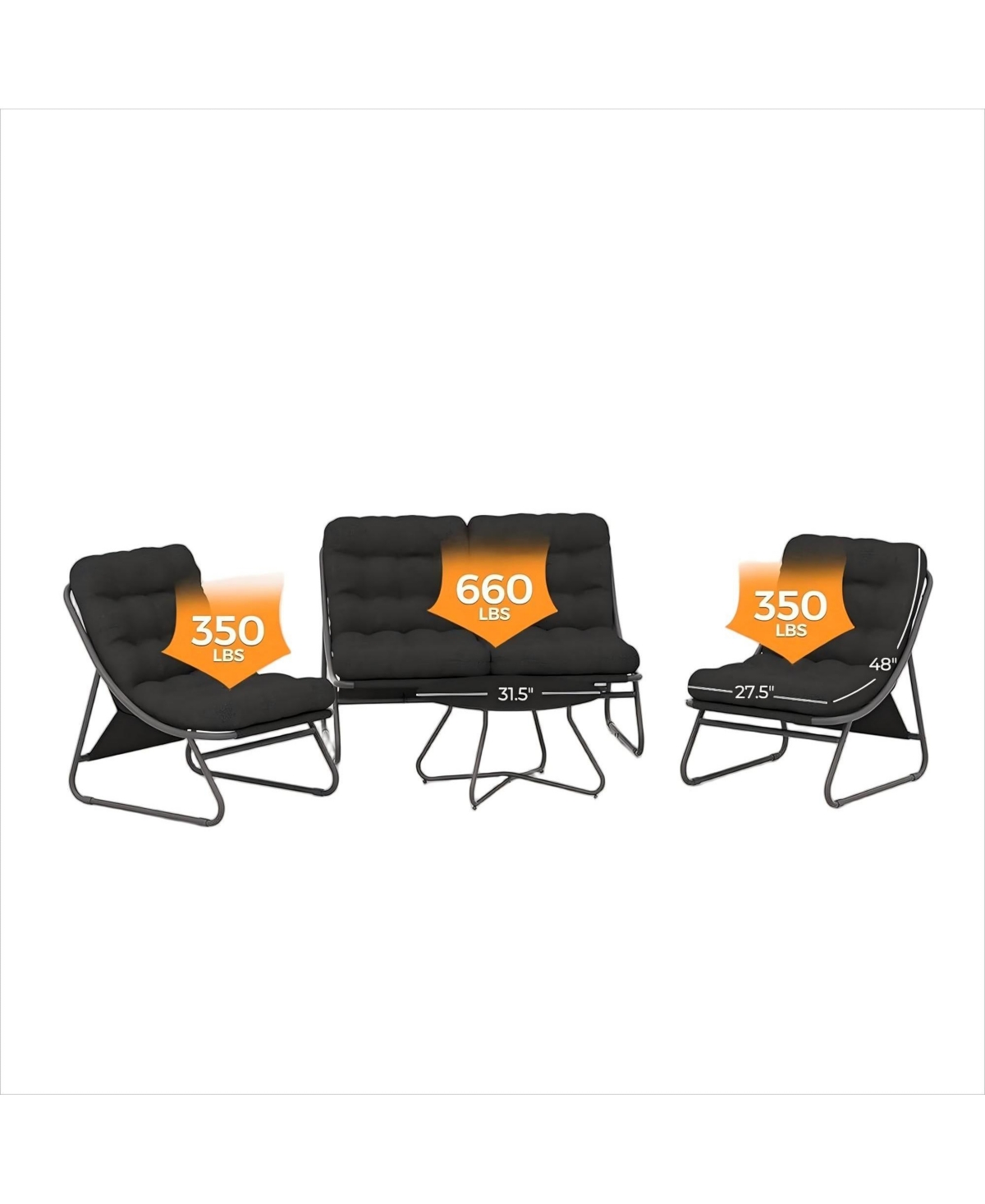 Click here for All-Steel Teslin Hanging Sofa Set - 4 Pieces - Dar... prices