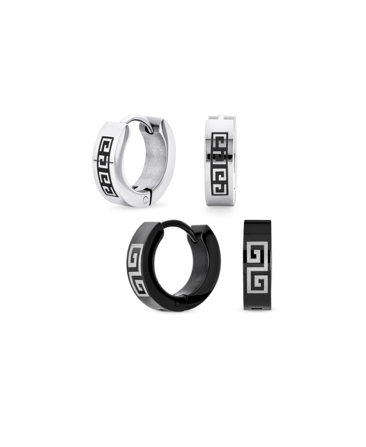 Click here for Bling Jewelry Set of 2 Greek Key Pattern Hoop Hugg... prices