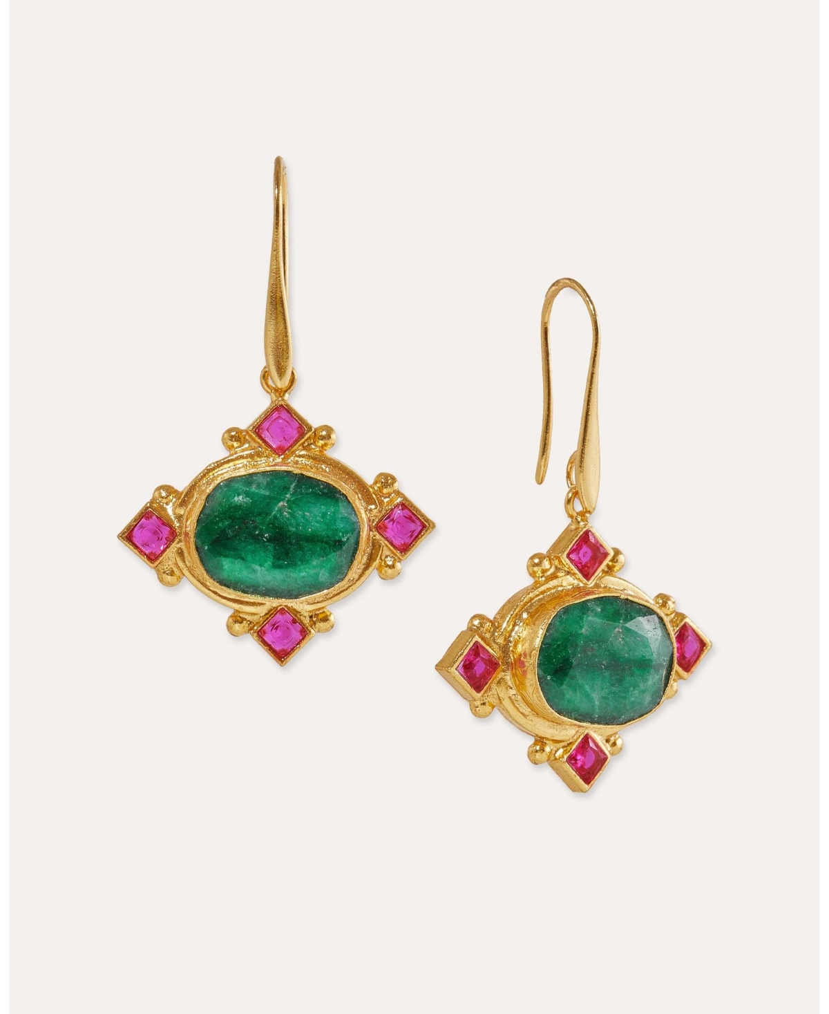 Click here for Ottoman Hands Raina Emerald And Pink Crystal Drop... prices