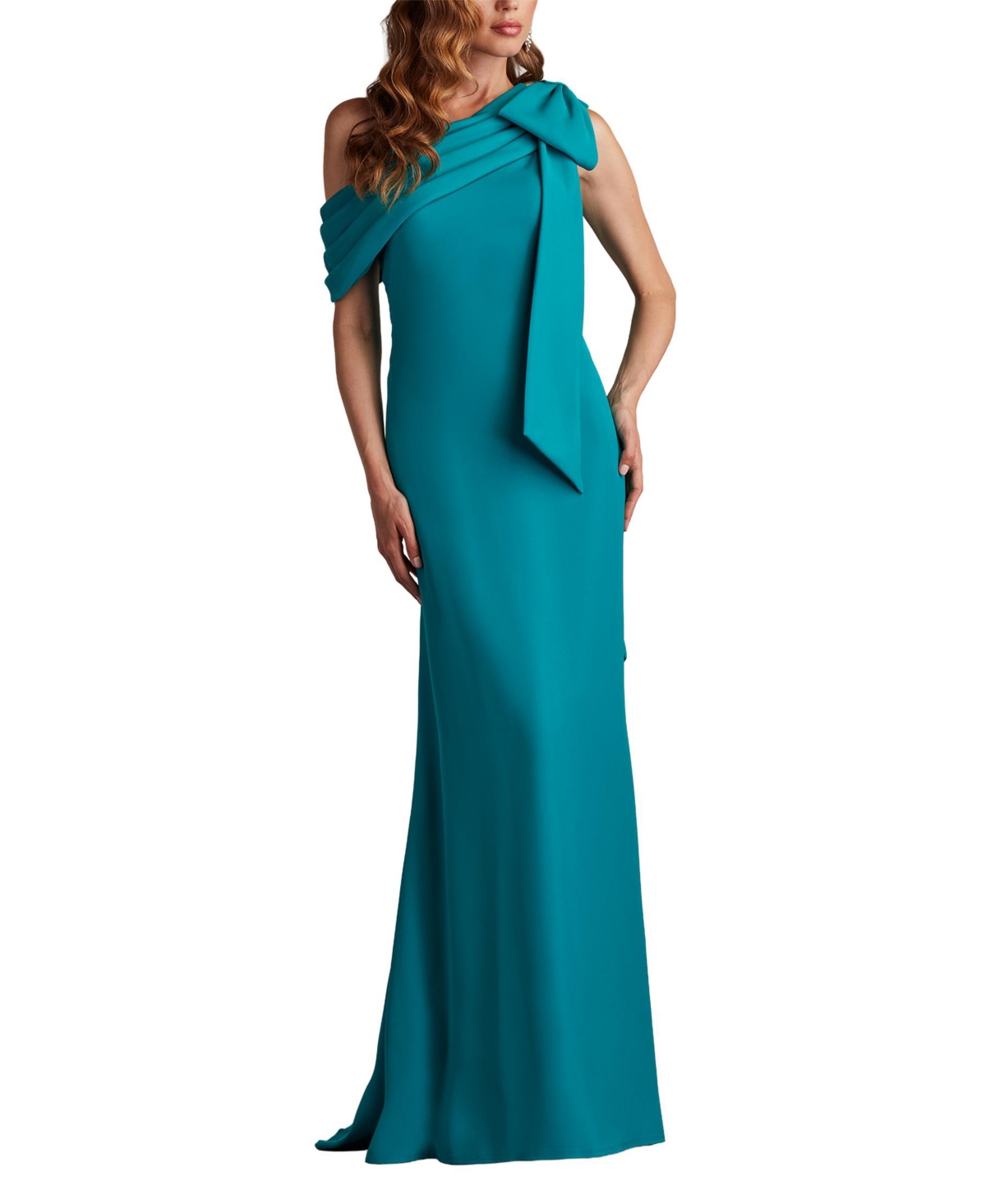 Click here for Tadashi Shoji Womens Cassia Bow-Shoulder Crepe Gow... prices