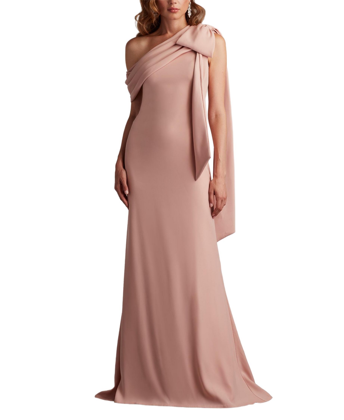 Click here for Tadashi Shoji Womens Cassia Bow-Shoulder Crepe Gow... prices