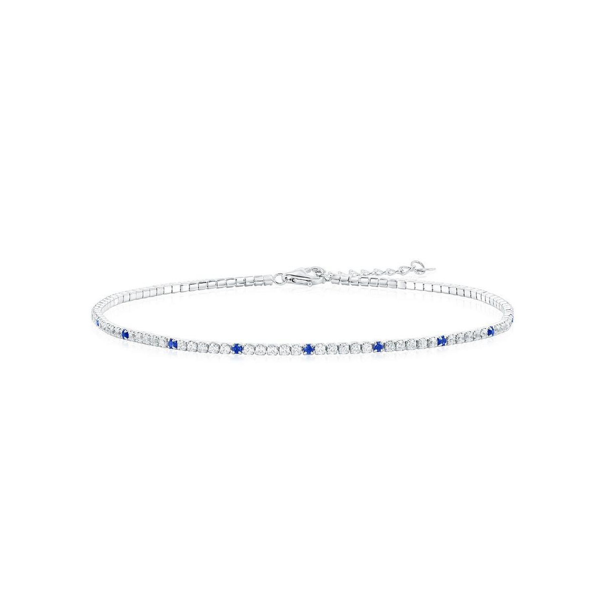 Click here for Sterling Silver  Round Cz Tennis Anklet - Sapphire... prices