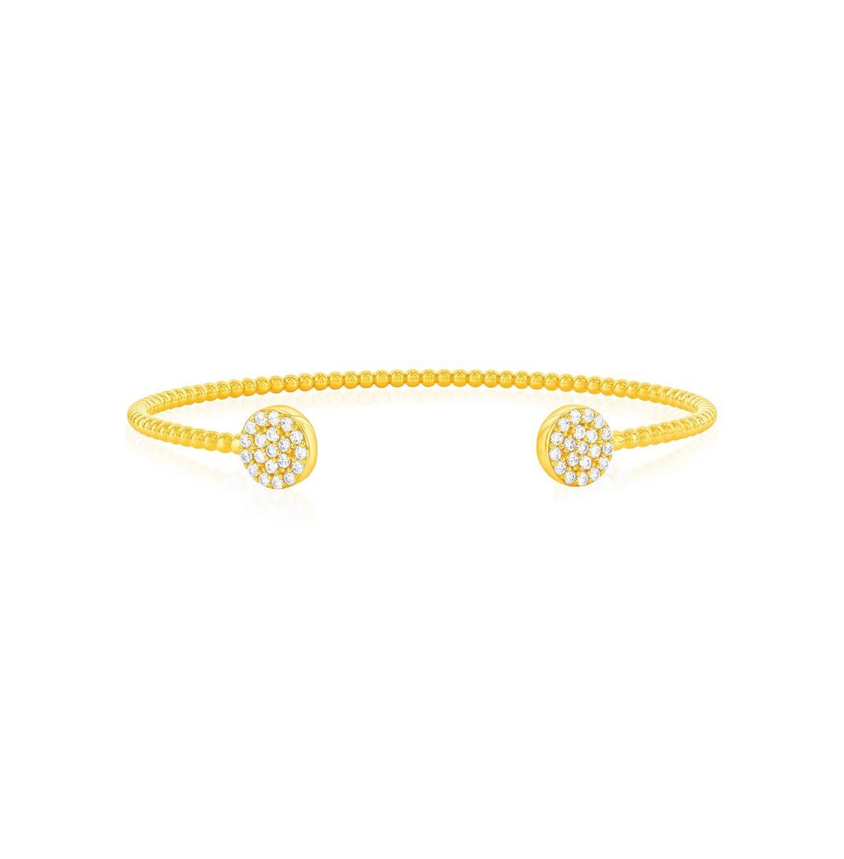 Click here for Sterling Silver  Double Round Cz Beaded Bangle - G... prices