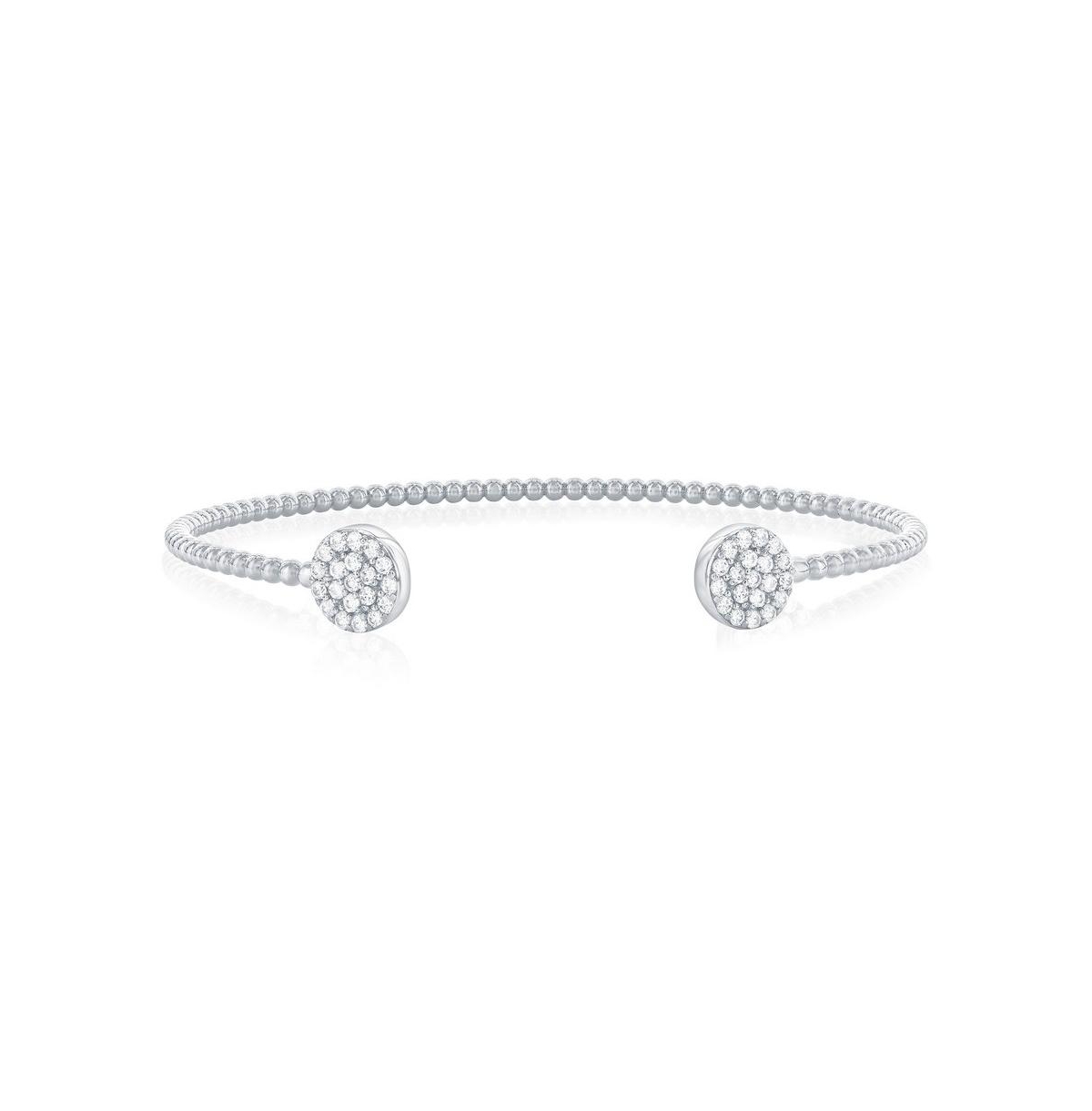 Click here for Sterling Silver  Double Round Cz Beaded Bangle - S... prices