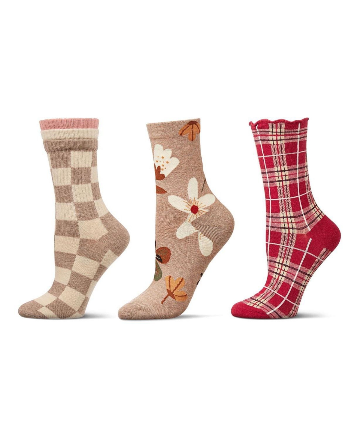 Click here for MeMoi Womens 3 Pair Pack Fashion Crew Socks - Brow... prices