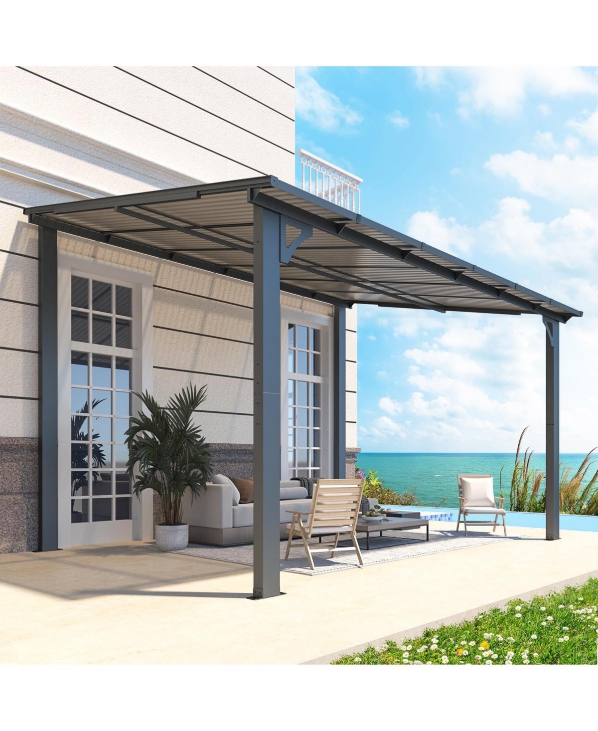 Click here for Aecojoy 12x8 Wall Mounted Gazebos Pergola - White prices