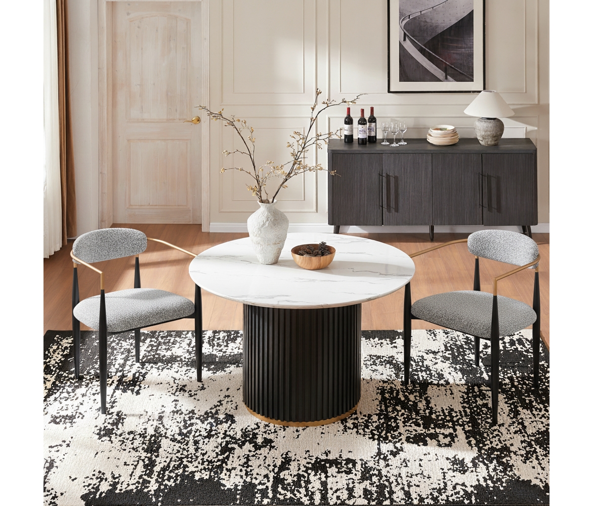 Click here for Morden Fort Modern Faux Marble Dining Room Set Wit... prices