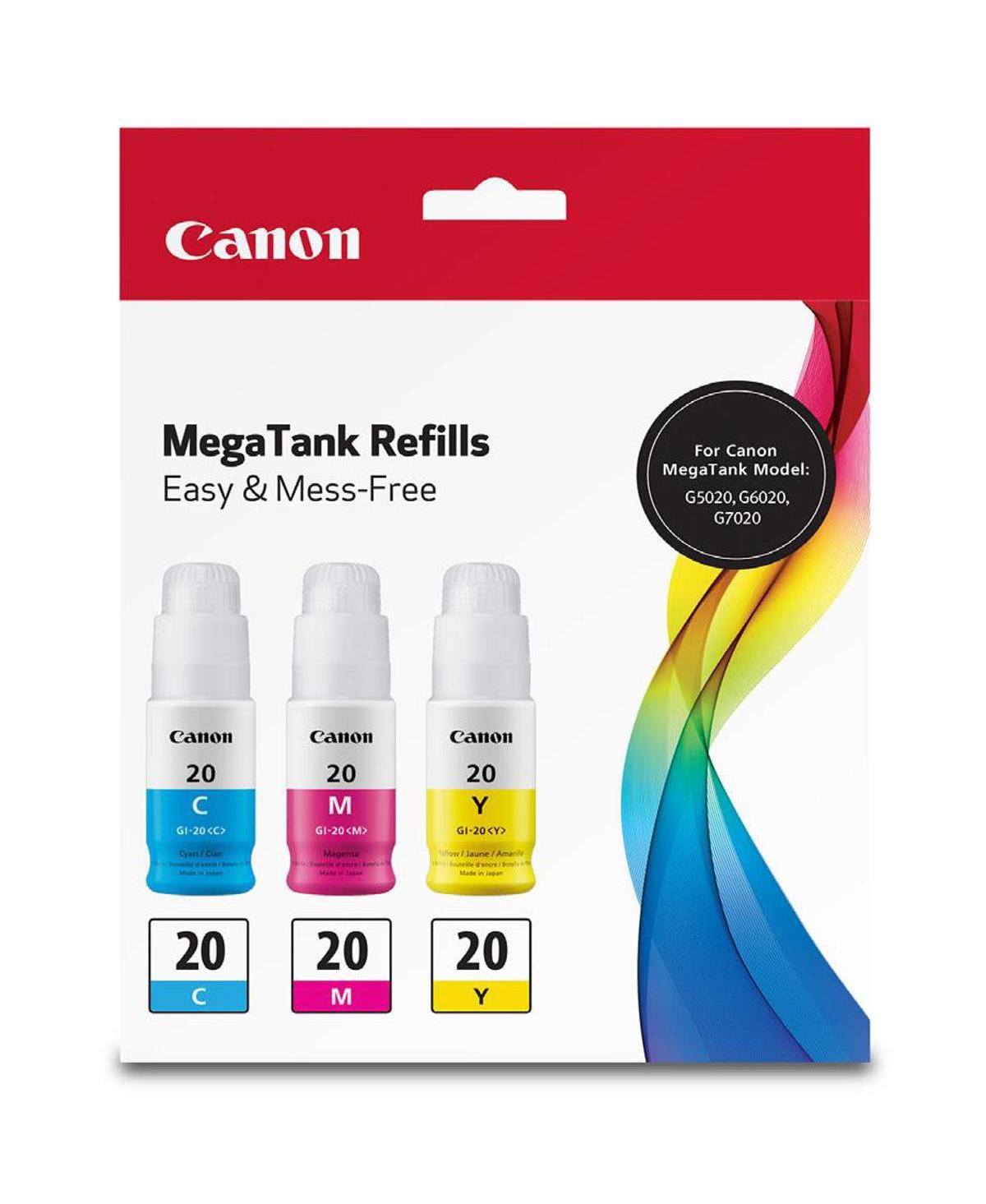 Click here for Canon Canon Gi-20 Ink Bottle Pack (Cyan/Magenta/Ye... prices