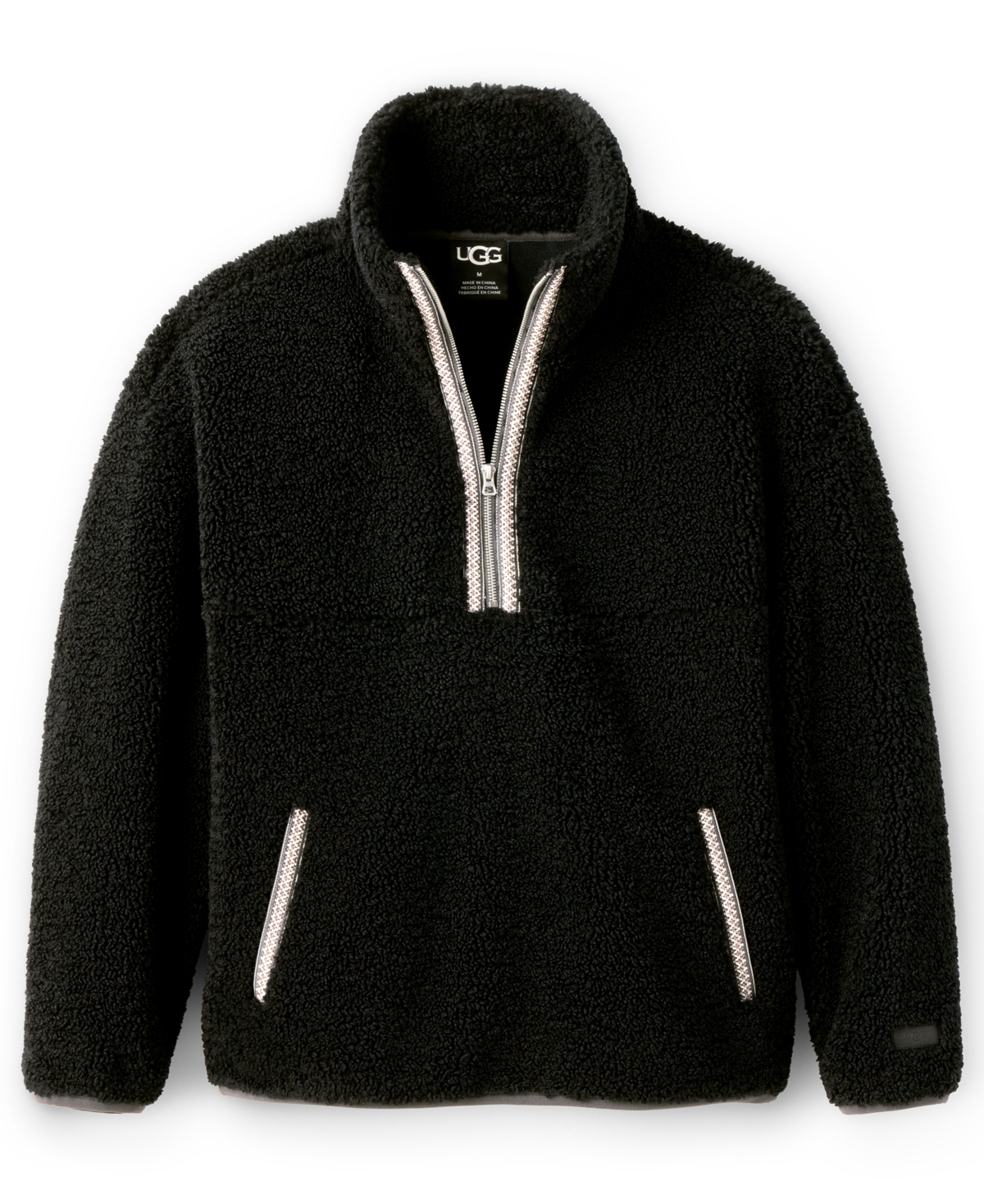 Click here for Ugg Mens Ugg Braid Half-Zip Hoodie - Black prices