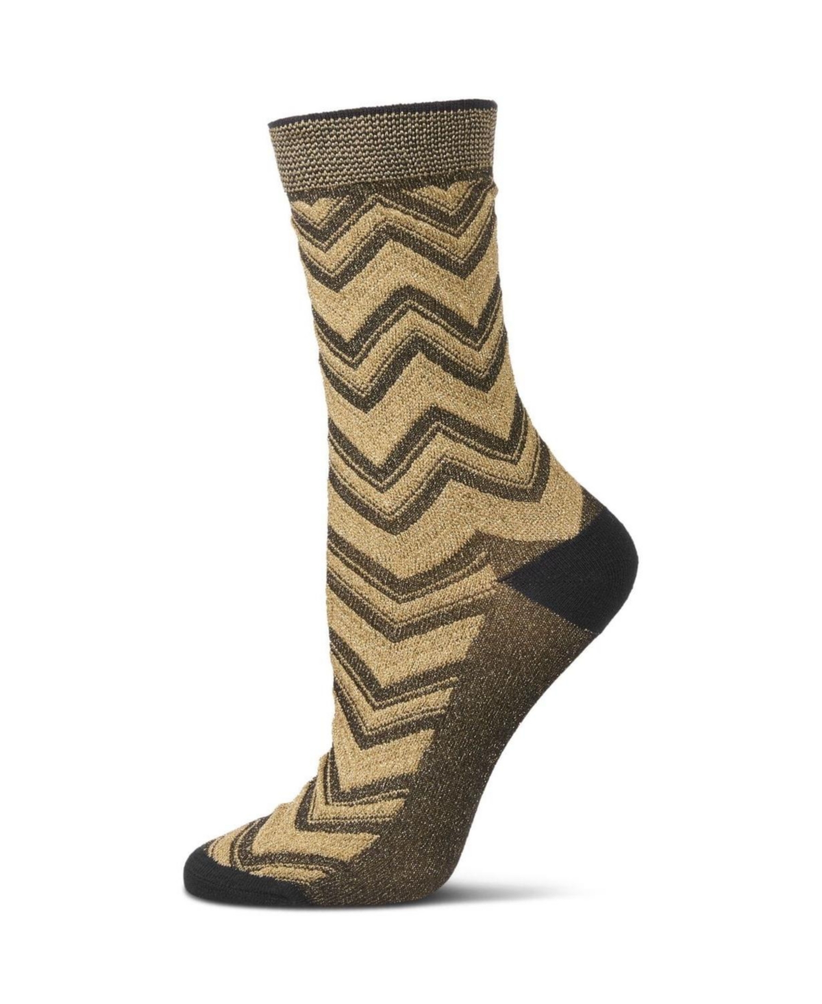 Click here for MeMoi Womens Shimmer Chevron Crew Socks - Black prices